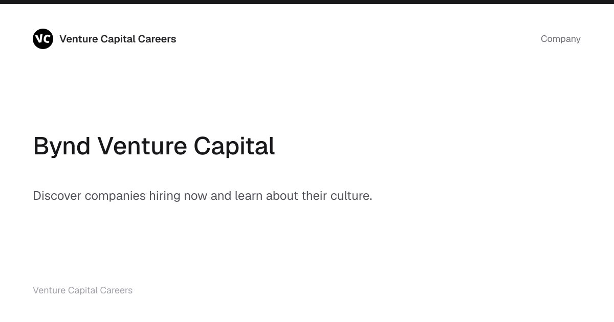 Bynd Venture Capital | Venture Capital Careers