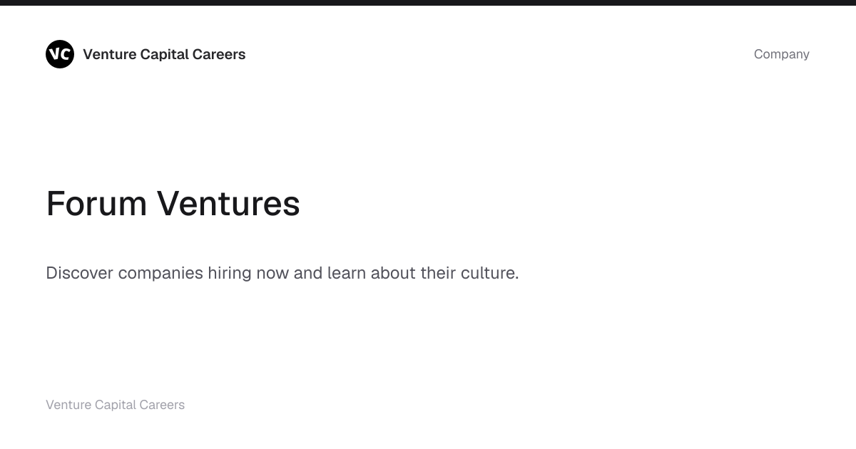 Forum Ventures | Venture Capital Careers