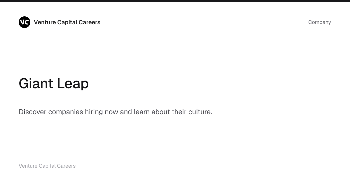 Giant Leap | Venture Capital Careers